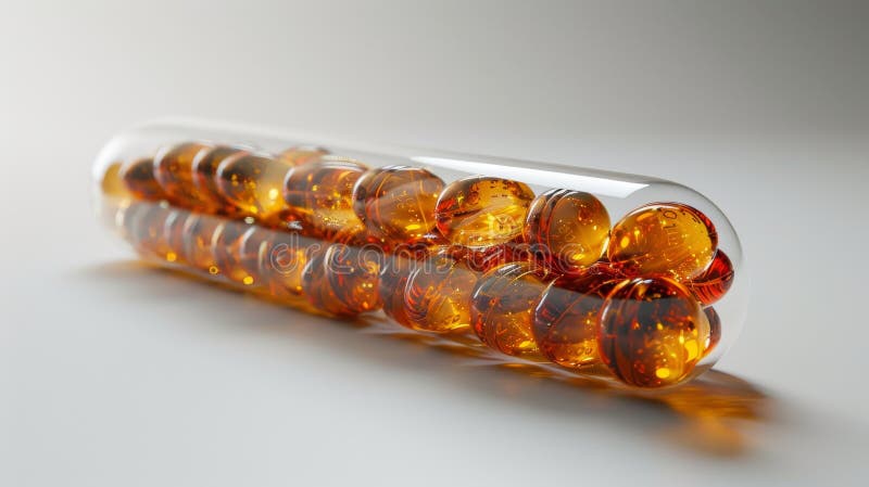 One Capsule in a Transparent Shell with Vitamin Granules Inside on the ...