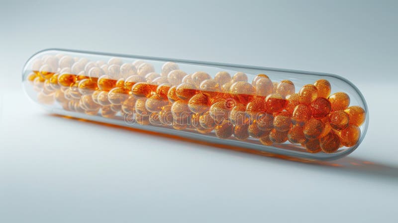 One Capsule in a Transparent Shell with Vitamin Granules Inside on a ...