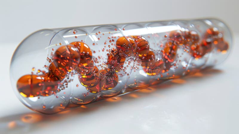 One Capsule in a Transparent Shell with Vitamin Granules Inside on the ...