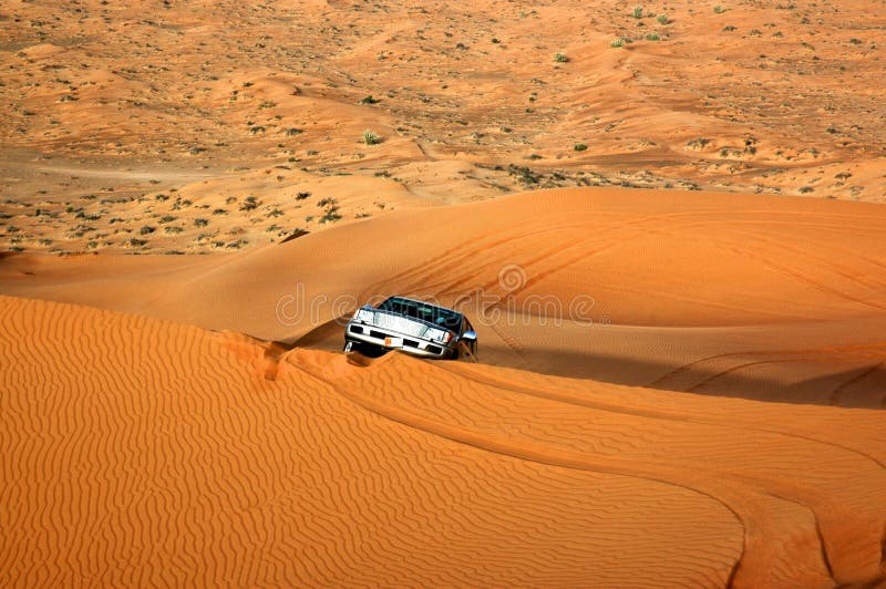 One Car in Wild Gold Color Desert, Dune Background Stock Photo - Image ...