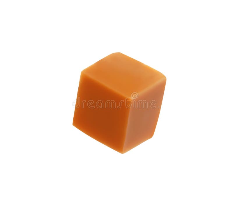 One Caramel Cube Isolated on White. Confectionery Stock Image - Image ...