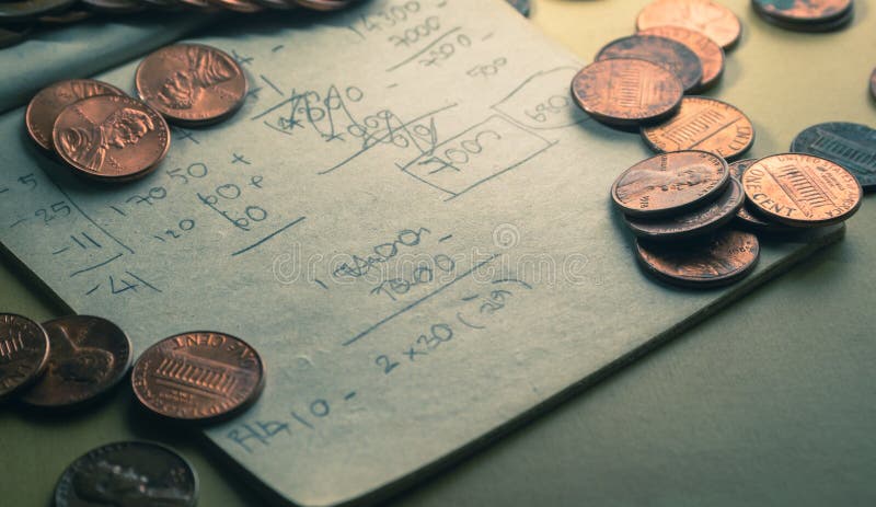 One Cent Coins Place on Scrap Paper Stock Image - Image of bill ...