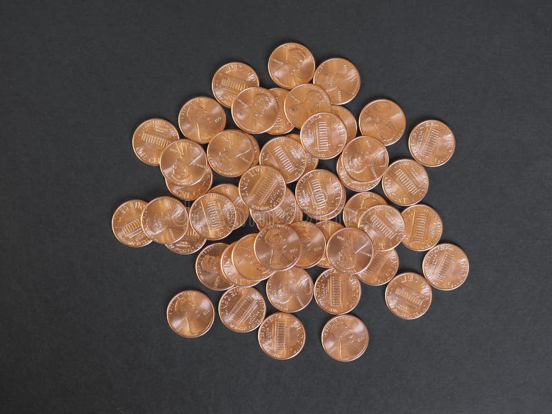 One Cent Dollar Coins, United States with Copy Space Stock Image ...