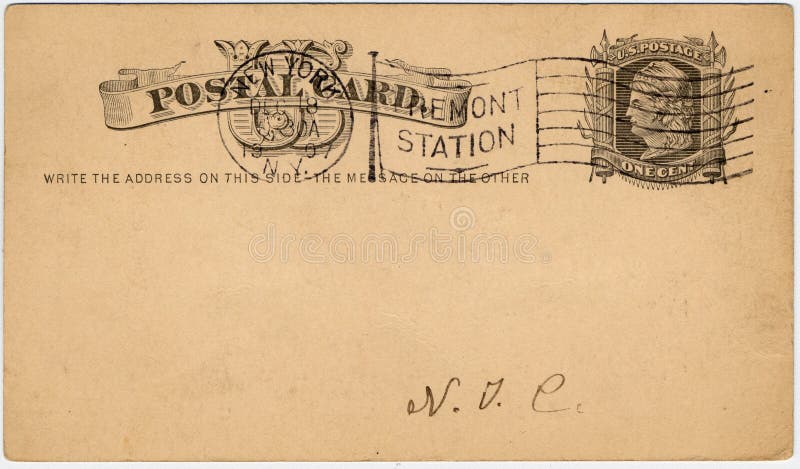 One cent US postcard c stock image. Image of background - 1436903
