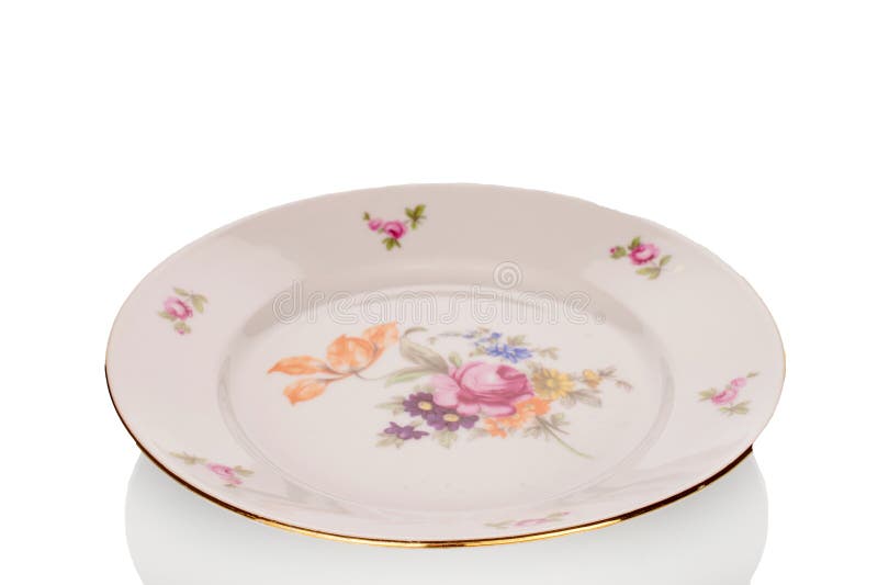 One Ceramic Plate, Macro, Isolated on White, Black Background and Top ...