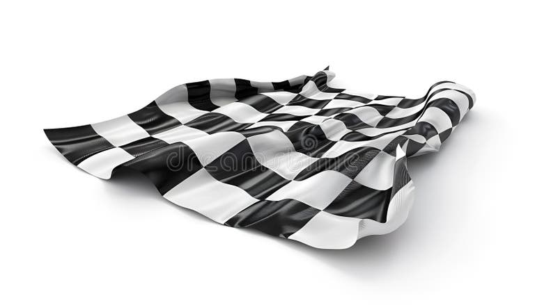 One Checkered Finish Flag Isolated on White Stock Image - Image of ...