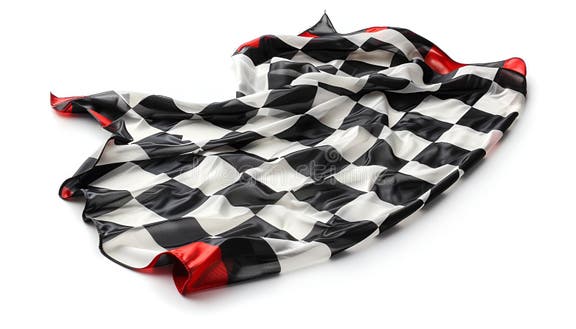 One Checkered Finish Flag Isolated on White Stock Image - Image of flag ...