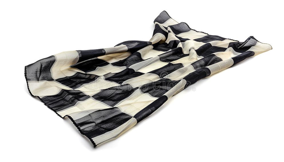 One Checkered Finish Flag Isolated on White Stock Image - Image of goal ...