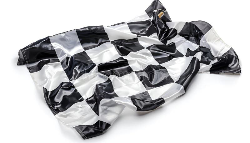 One Checkered Finish Flag Isolated on White Stock Image - Image of ...