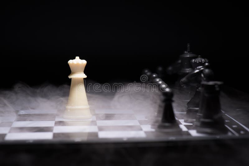 One Chess Pieces Staying Against Black Chess Pieces Stock Image - Image ...