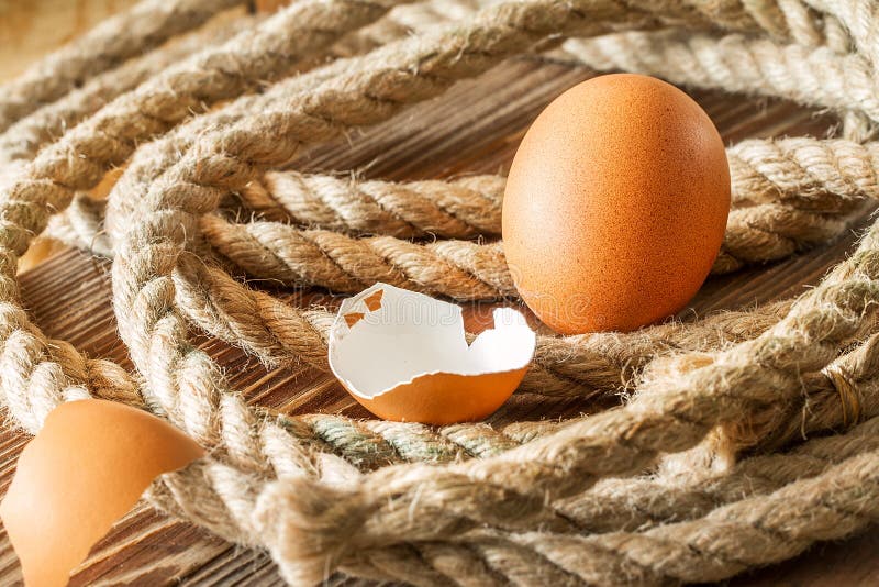 One Chicken Egg with a Rope. Stock Image - Image of decoration, health ...