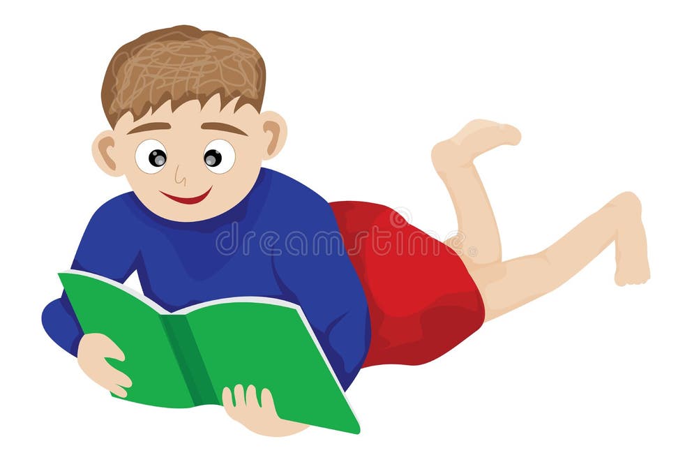 One child reading a book stock vector. Illustration of child - 200364858
