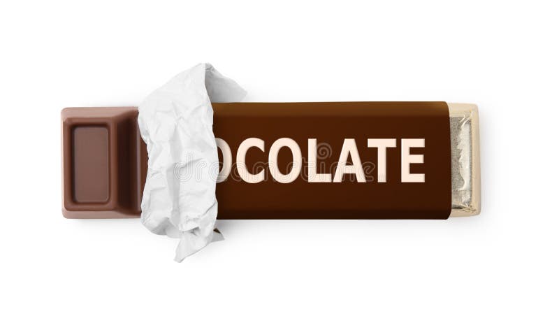 One Chocolate Bar in Packaging on White Background, Top View Stock ...