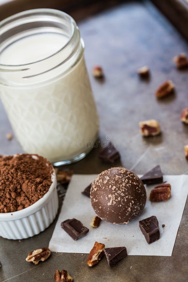One Chocolate Truffle with Chocolate and Nuts Stock Image - Image of ...