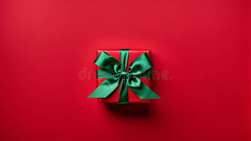 One Christmas Gift Boxes are Placed on a Plain Red Background. Leave ...