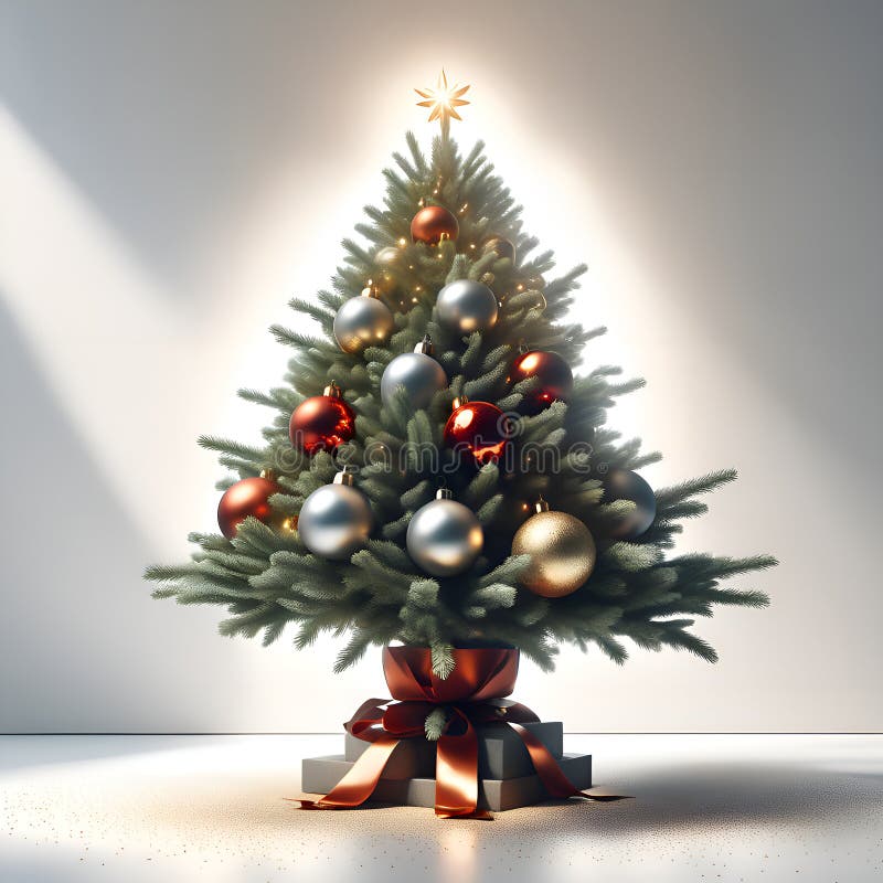 One Christmas Tree on a White Background Stock Illustration ...