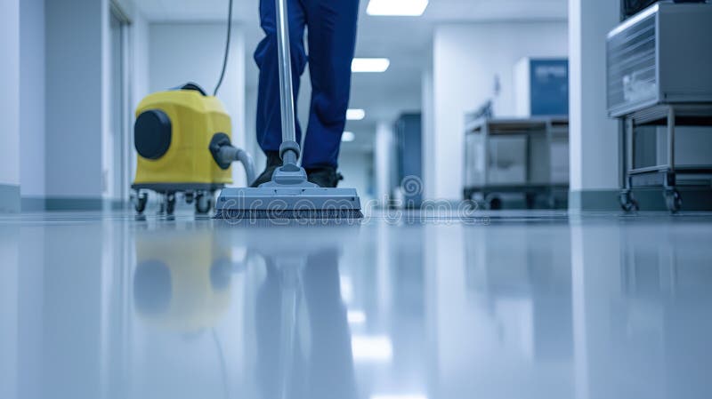 One Cleaner Mopping the Floor in an Office without People Stock Image ...