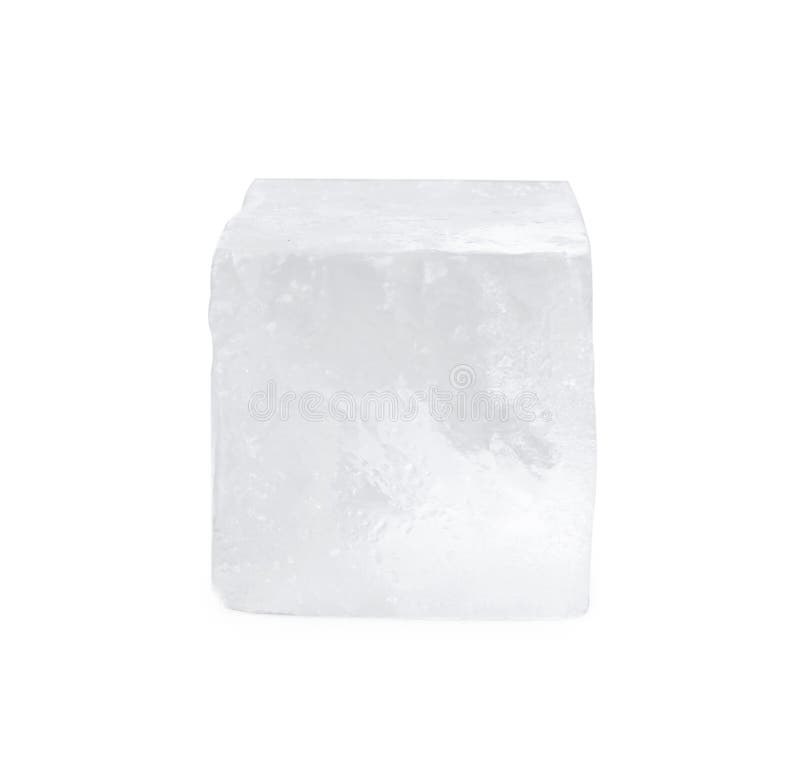 One Clear Ice Cube Isolated on White Stock Image - Image of crystal ...