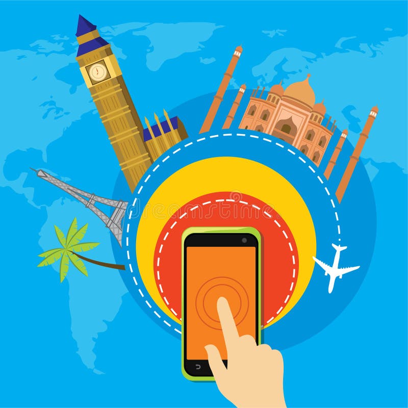One Click Travel Around the World Illustration Stock Vector ...