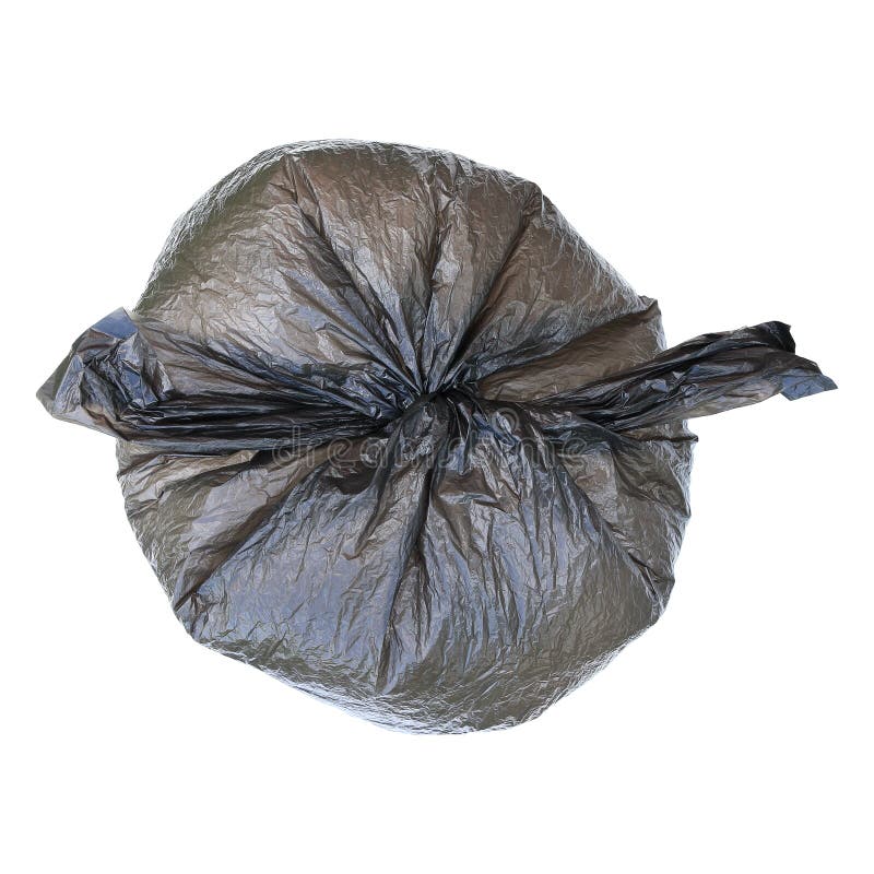 One Closed Black Plastic Bag Isolated on White Stock Image - Image of ...