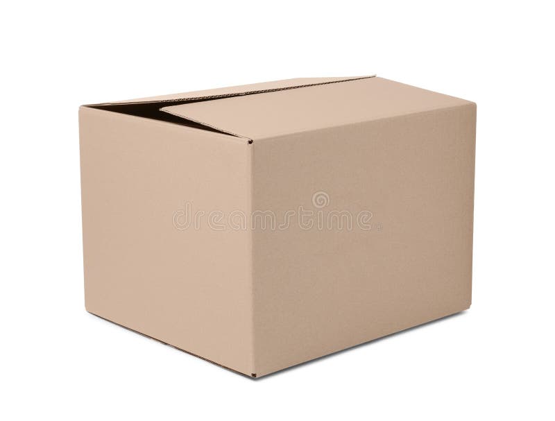 One Closed Cardboard Box Isolated on White Stock Image - Image of ...