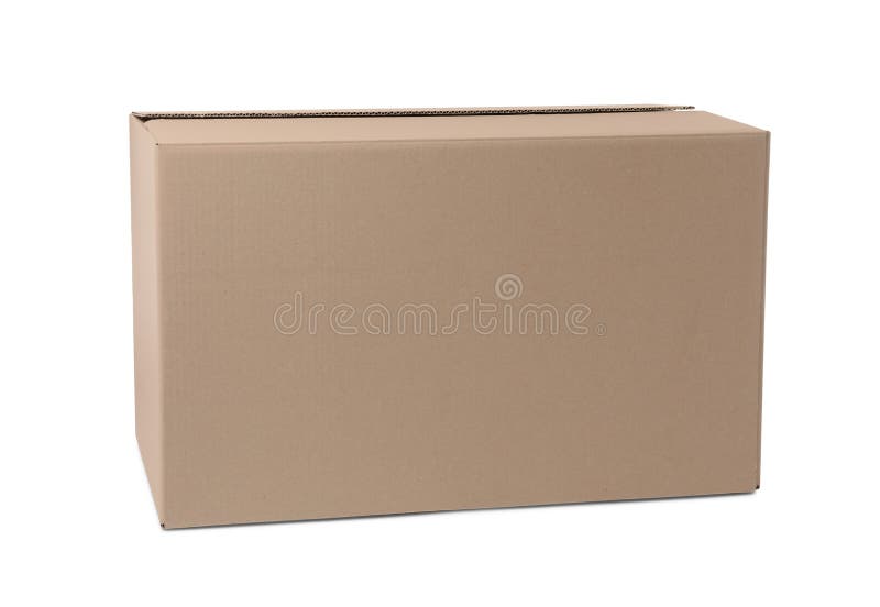 One Closed Cardboard Box Isolated on White Stock Image - Image of ...