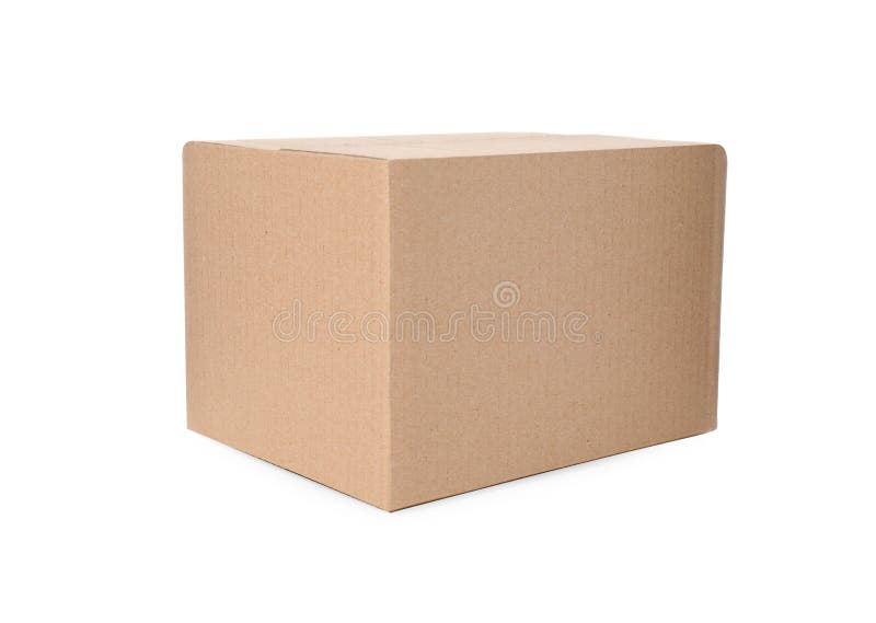 One Closed Cardboard Box on White Background Stock Image - Image of ...