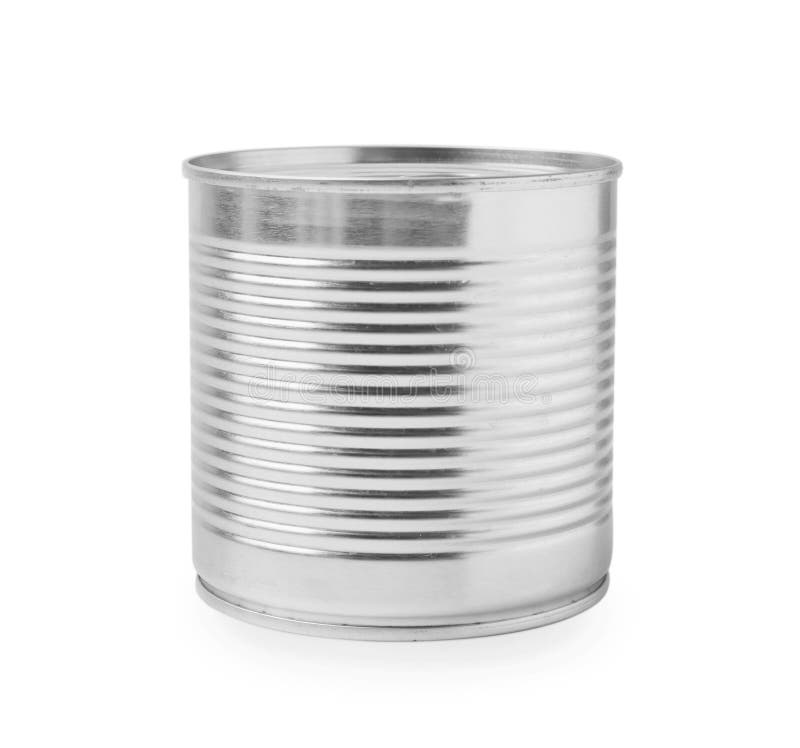 One Closed Tin Can Isolated on White Stock Image - Image of preserve ...