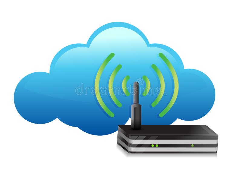 One Cloud with a Modem Router Stock Illustration - Illustration of ...