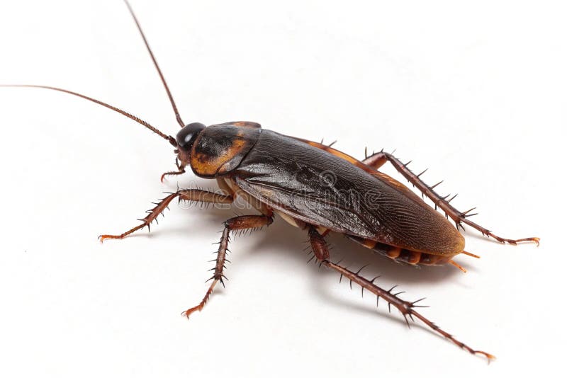 One Cockroach Bug on White Background Stock Illustration - Illustration ...