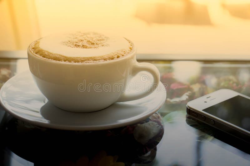 One Coffee Morning Sun Image Blurred with Sunlight Stock Image - Image ...