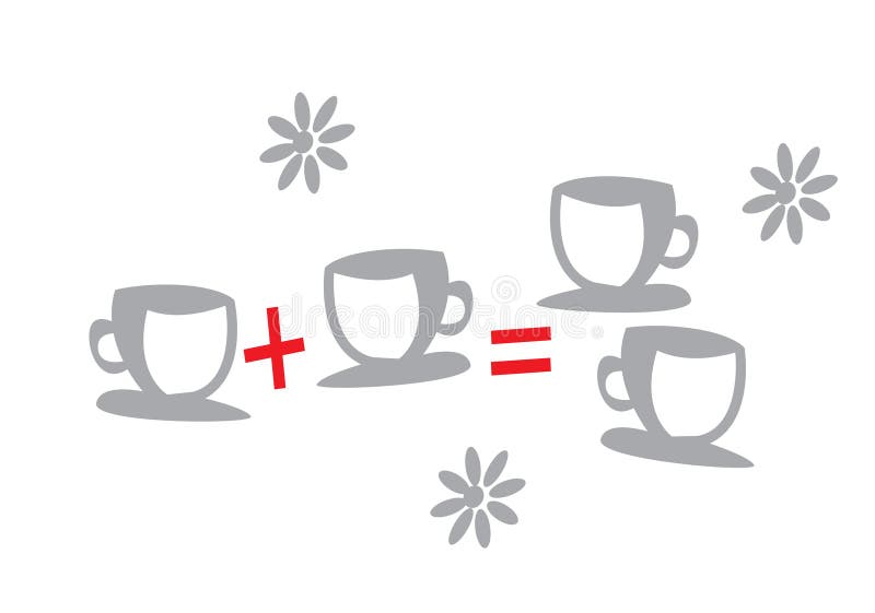 One Coffee Plus One Coffee is Two Coffees. Stock Illustration ...
