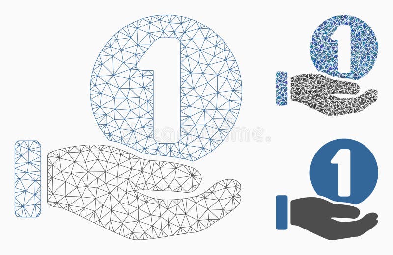 One Coin Payment Hand Vector Mesh Network Model and Triangle Mosaic ...