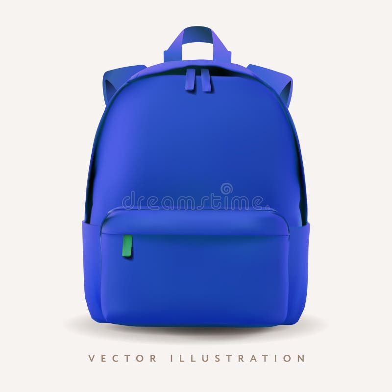 One-color School Backpack on a White Background. Blue School Backpack ...
