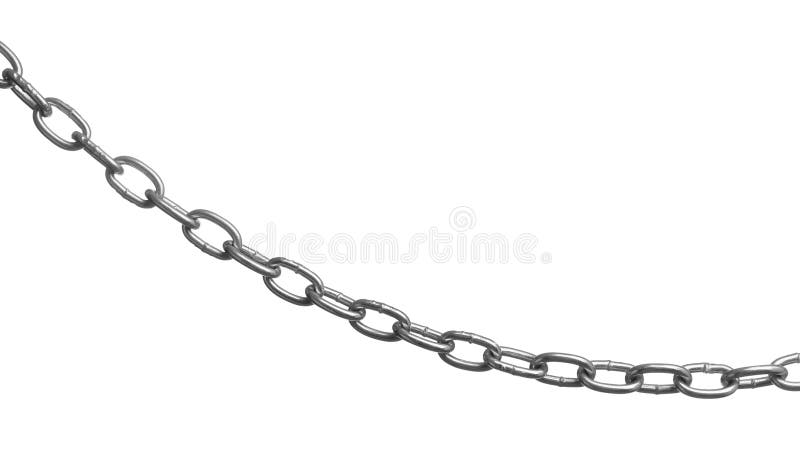 One Common Metal Chain Isolated on White Stock Image - Image of metal ...
