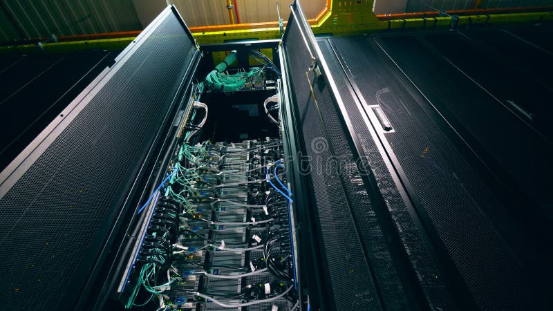 One Computer with Many Cables in a Server Room. Stock Footage - Video ...