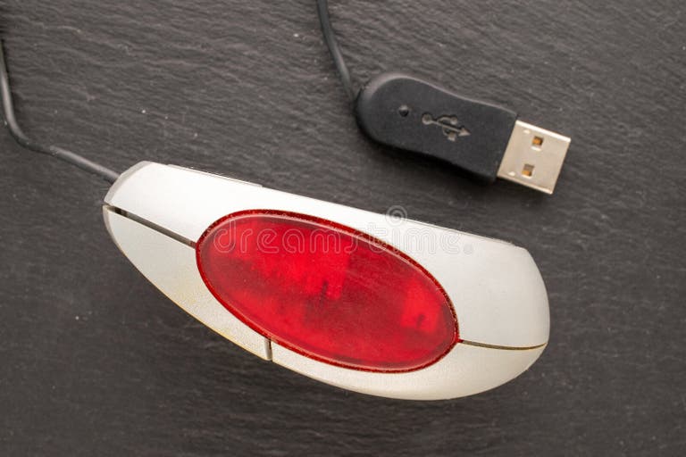 One Computer Mouse on a Slate Stone, Macro, Top View. Stock Image ...