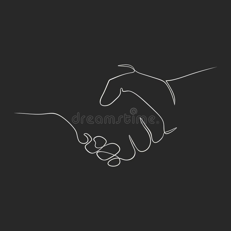 One Contagious Line Handshake Illustration. Handshake on a Black ...