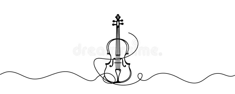 One Continuous Drawing of a Violin. Stringed Musical Instruments Stock ...
