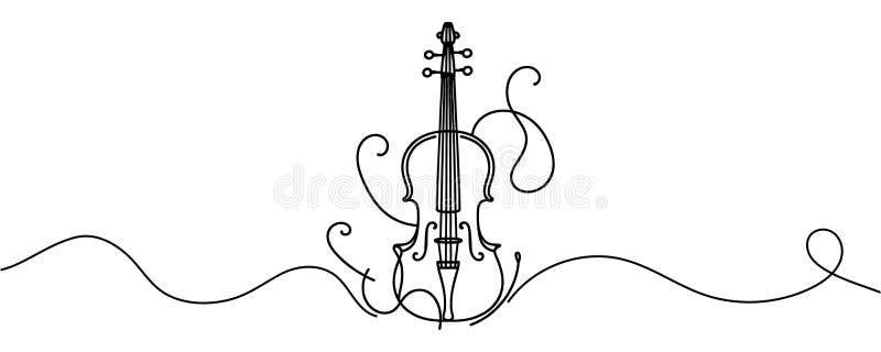 One Continuous Drawing of a Violin. Stringed Musical Instruments Stock ...