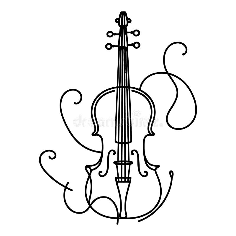 One Continuous Drawing of a Violin. Stringed Musical Instruments Stock ...