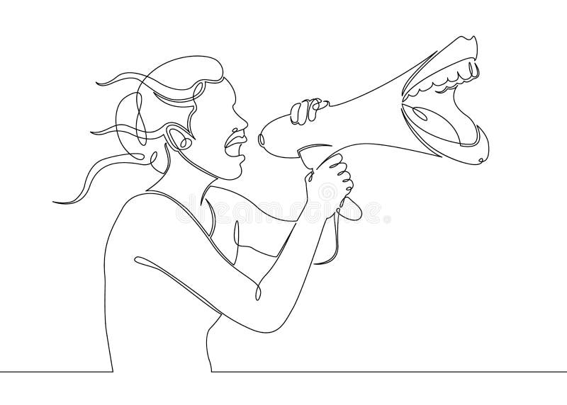 One Continuous Drawn Single Line Art Line Character Megaphone Stock ...