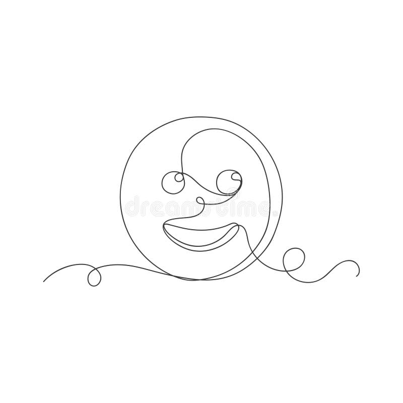 One Continuous Line Art Smiling Face Isolated Vector Illustration Stock ...