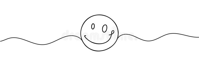 One Continuous Line Art Smiling Face Isolated Vector Illustration on ...