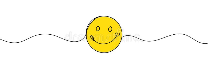 One Continuous Line Art Smiling Face Isolated Vector Illustration on ...