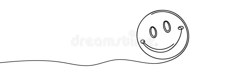 One Continuous Line Art Smiling Face Isolated Vector Illustration on ...