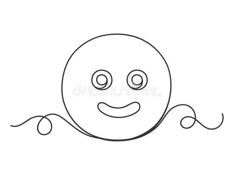 One Continuous Line Art Smiling Face Isolated Stock Vector ...