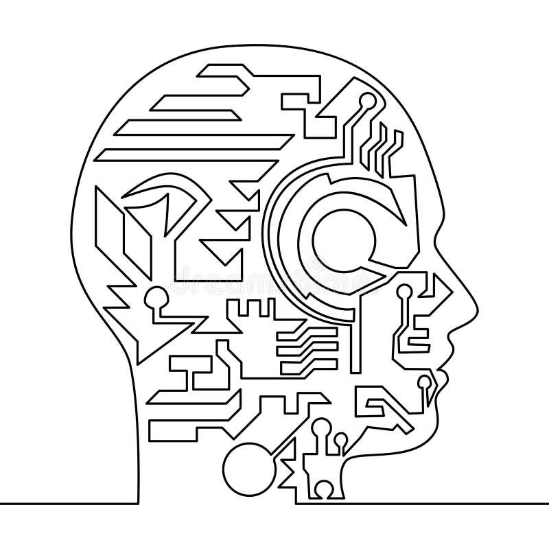 One Continuous Line Artificial Intelligence Stock Vector - Illustration ...