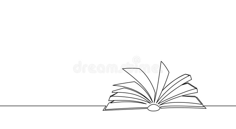 One Continuous Line Banner Open Book Lies on Table. Education and ...