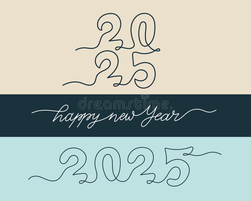 2025 One Continuous Line Banner Template. New Year Symbol. Minimal ...